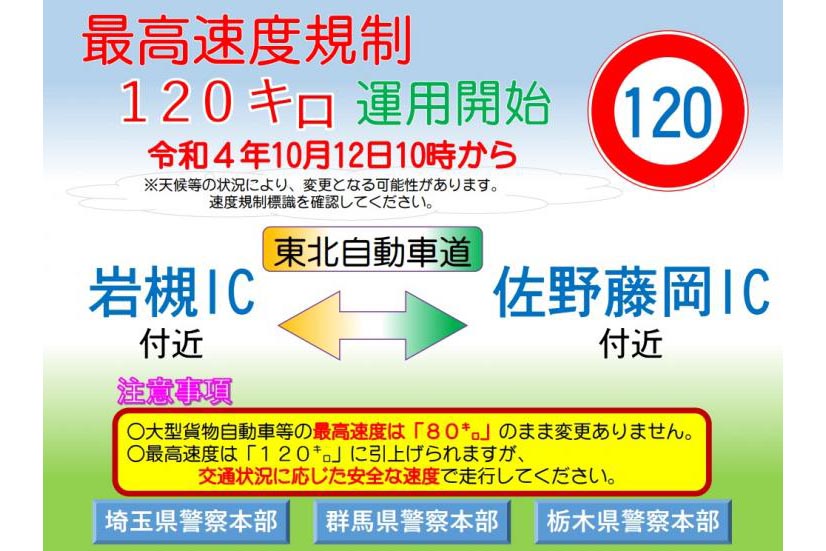 高速道路120km制限、岩槻IC～佐野藤岡ICで解禁 - Impress Watch