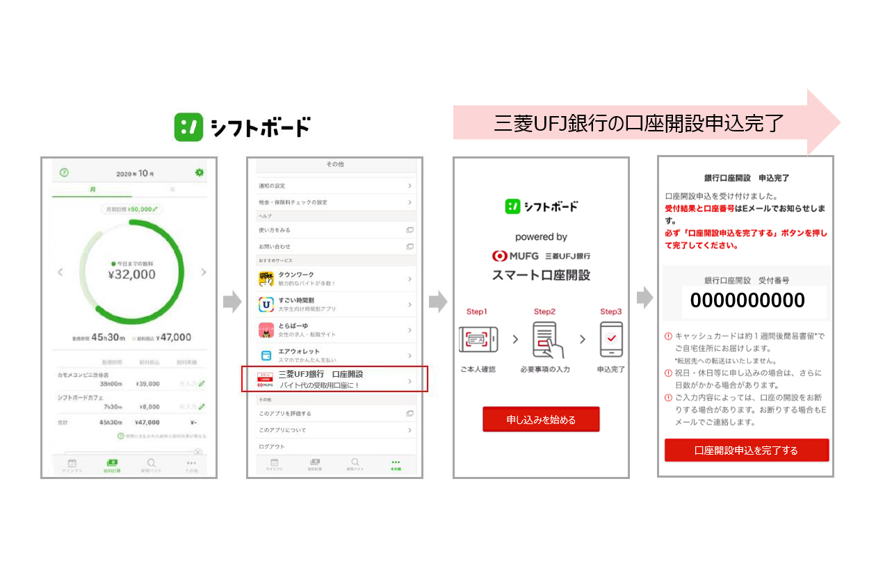 三菱UFJ銀、リクルートのシフト管理・給与計算アプリから口座開設可能に - Impress Watch