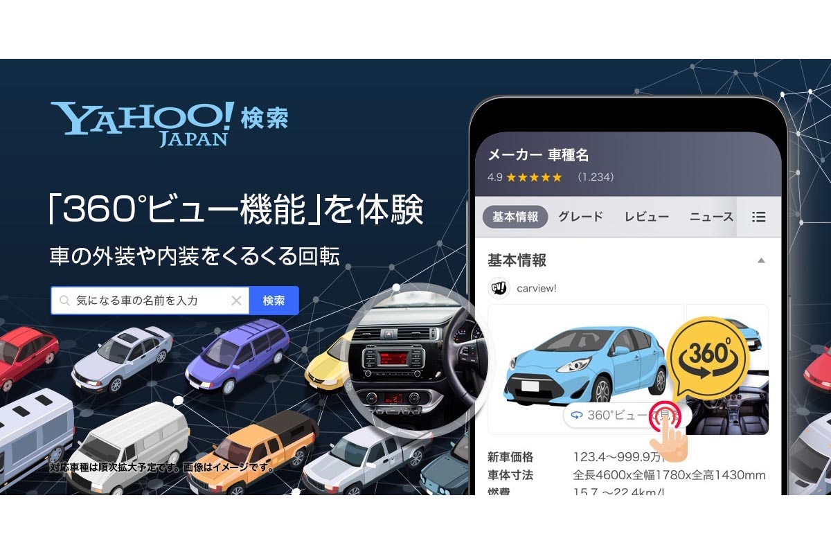 Yahoo!検索、検索したクルマの360度ビュー表示 - Impress Watch