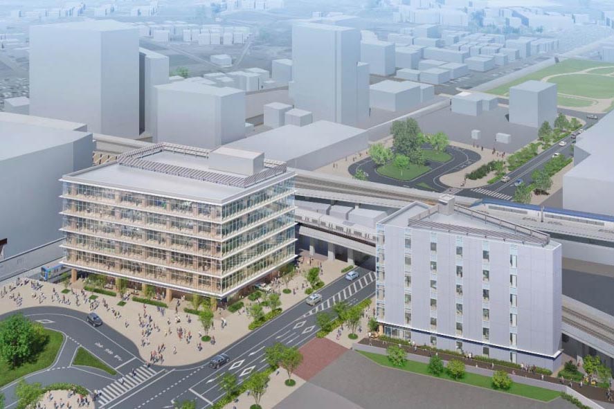 千葉・新鎌ケ谷駅に6階建ての飲食店やオフィス 28年開業 - Impress Watch