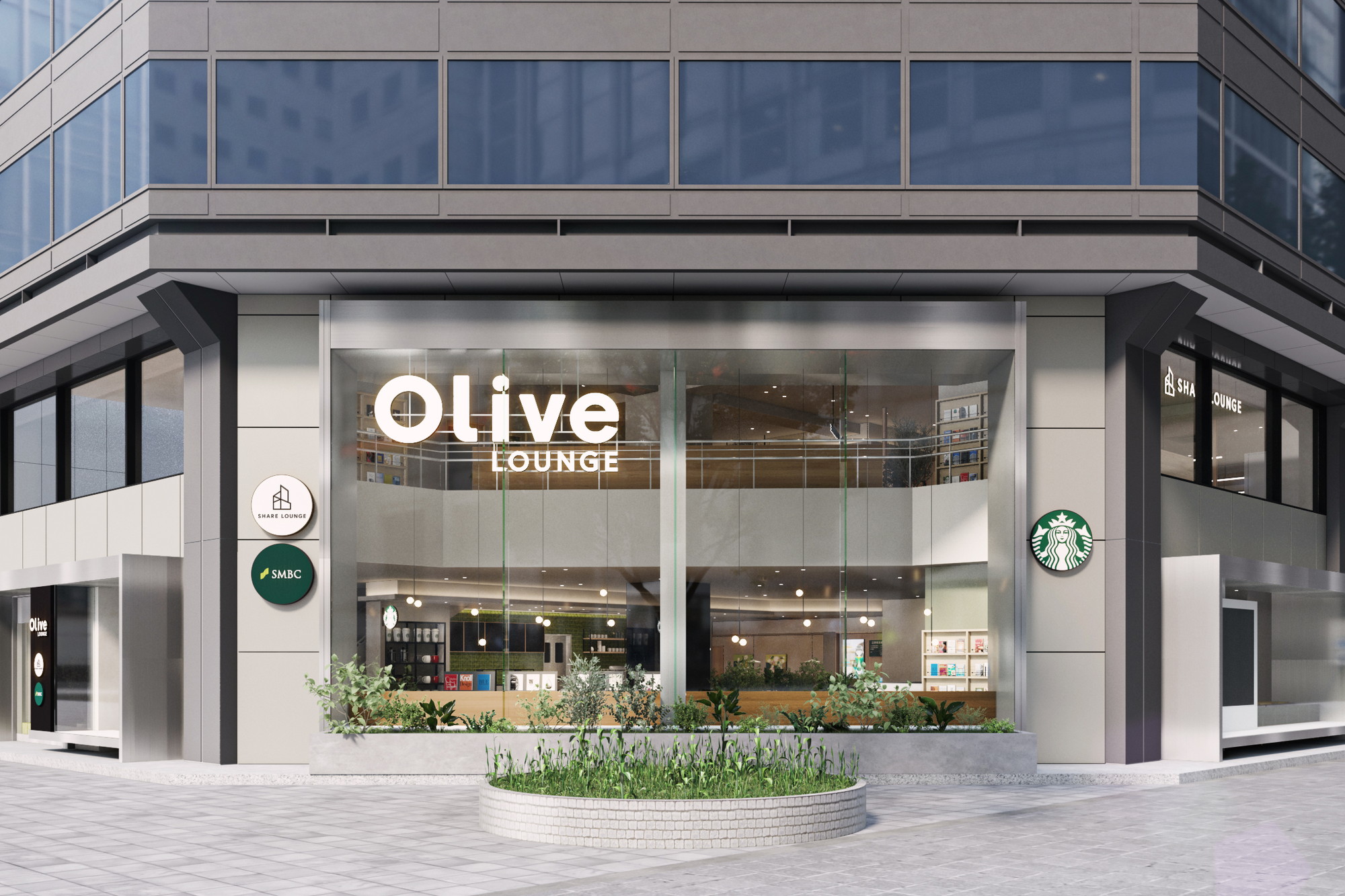 関西初「Olive LOUNGE 船場」 銀行・スタバ・シェアオフィス - Impress Watch